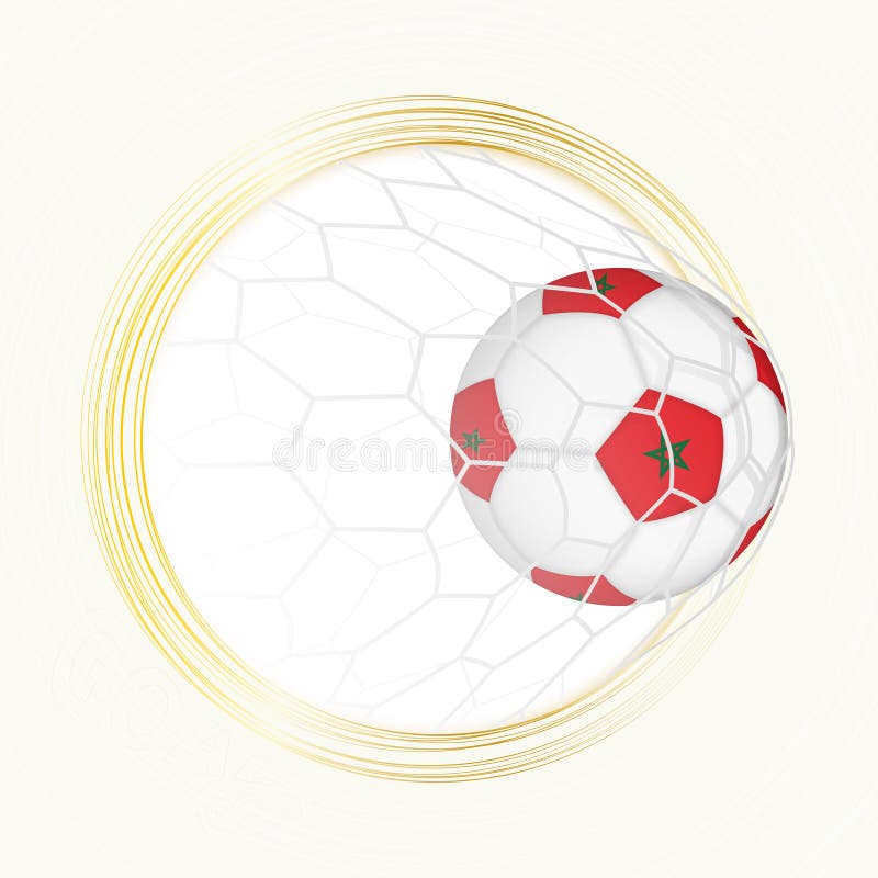 Football Emblem with Football Ball with Flag of Morocco in Net, Scoring ...