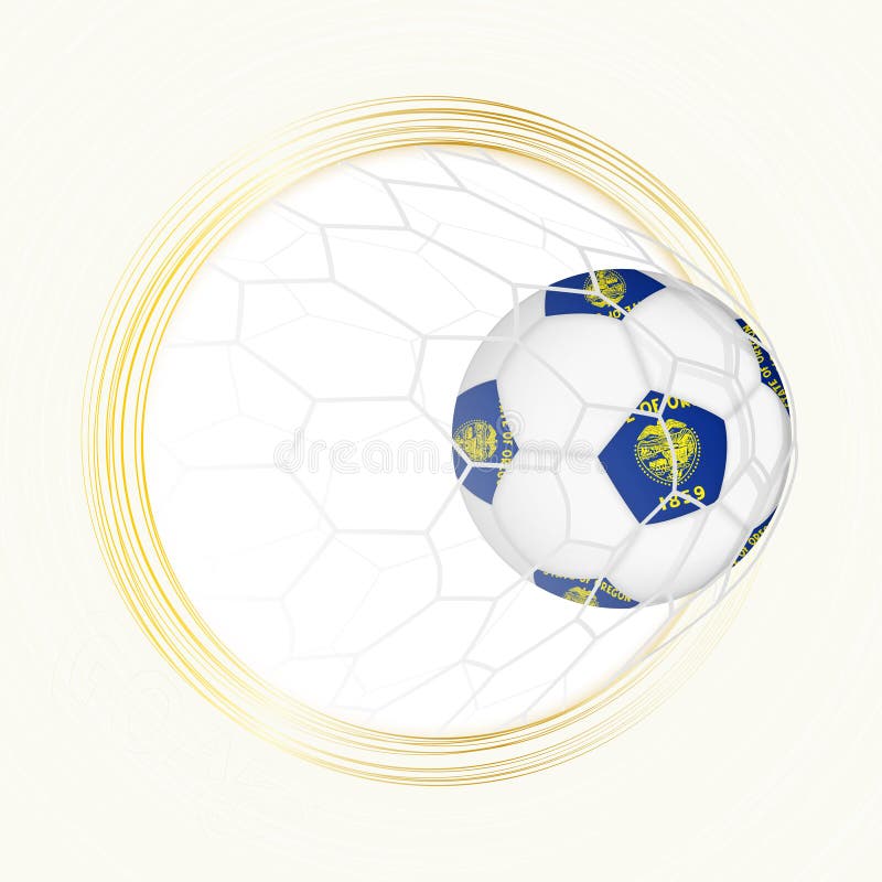Football Emblem with Football Ball with Flag of Oregon in Net, Scoring ...