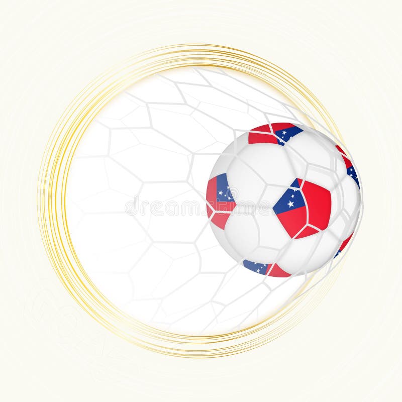 Football Emblem with Football Ball with Flag of Samoa in Net, Scoring ...
