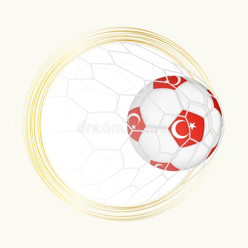Football Emblem with Football Ball with Flag of Turkey in Net, Scoring ...