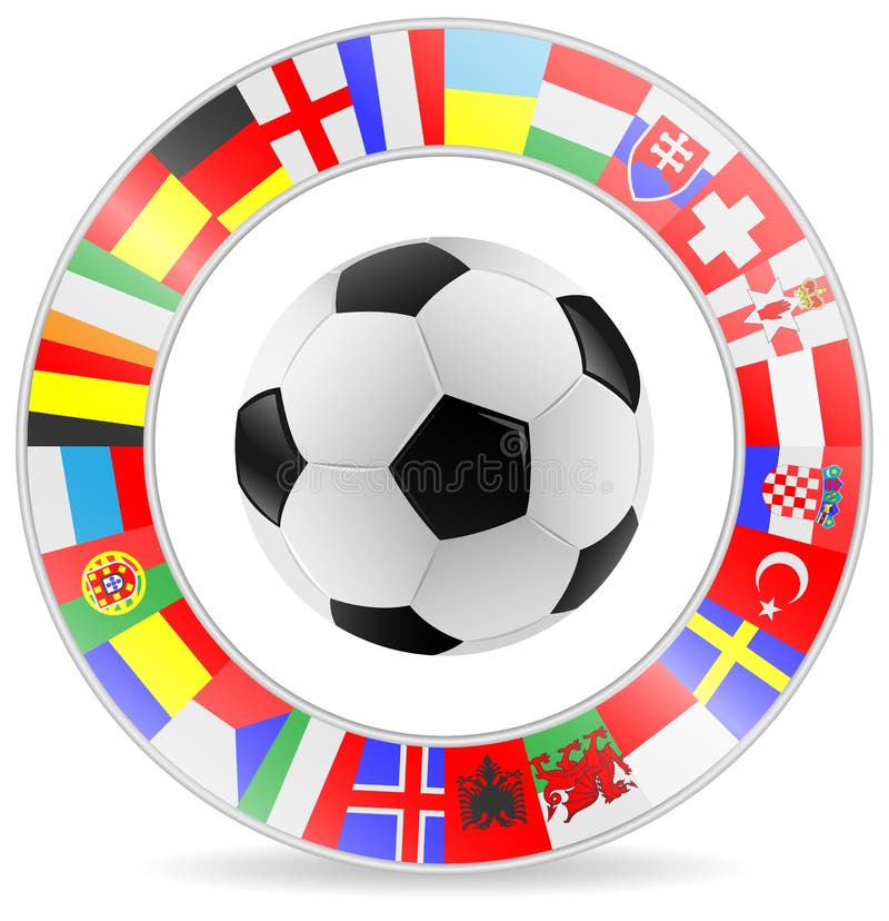 Football with European Vector Flags Stock Illustration - Illustration ...