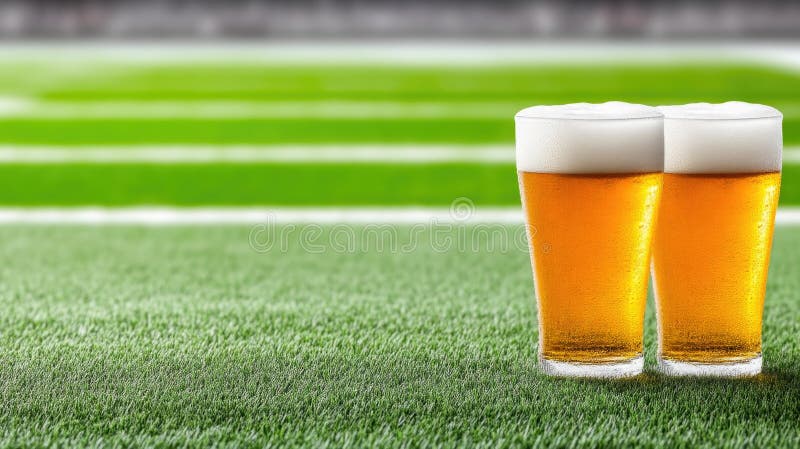 Football Excitement with Beer in Stadium Light. Stock Illustration ...