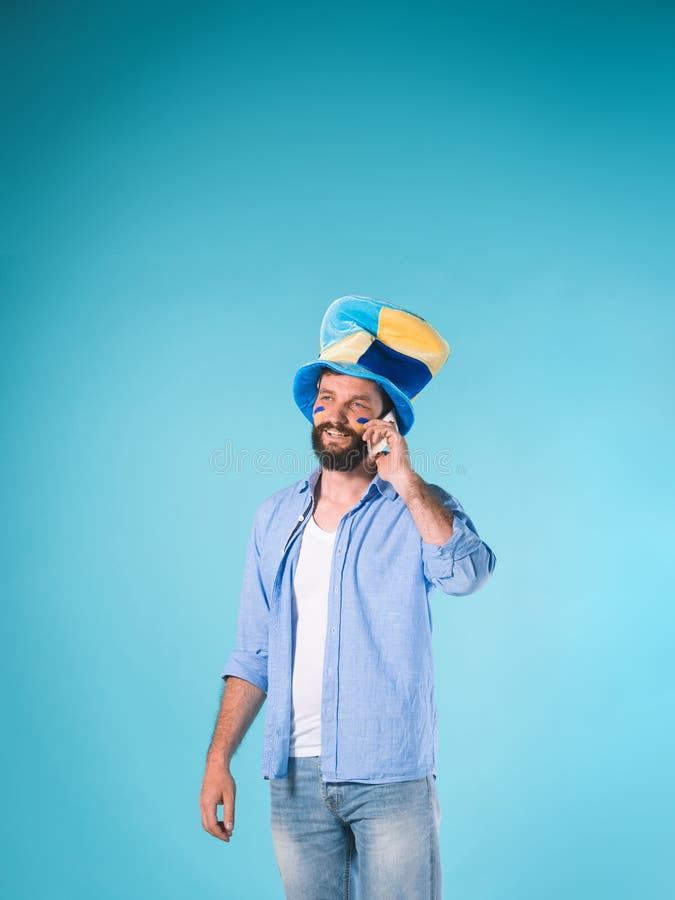 The football fan over blue stock image. Image of spectator - 98685305