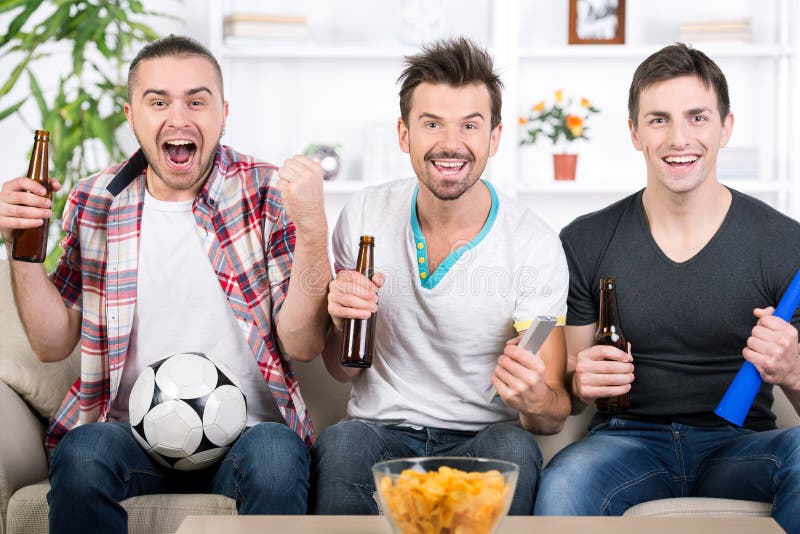 Football fans stock image. Image of ball, friends, competitive - 46338397