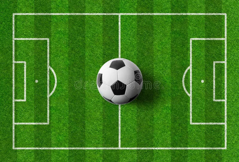 A Football Field with a Ball in the Middle Stock Image - Image of ...
