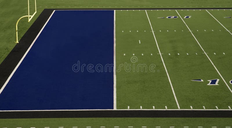Football Field Red End Zone Stock Photo - Image of artificial, american ...