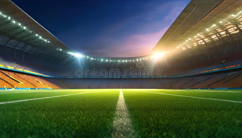 A Football Field with a Bright Light Shining on it Stock Illustration ...