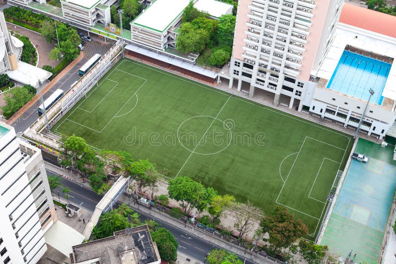 Football field in the city stock photo. Image of line - 41639388
