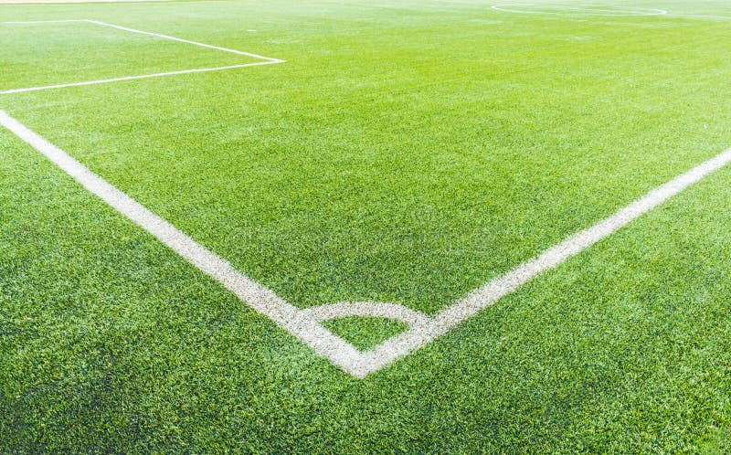 The Football Field Corner with Artificial Grass Stock Image - Image of ...