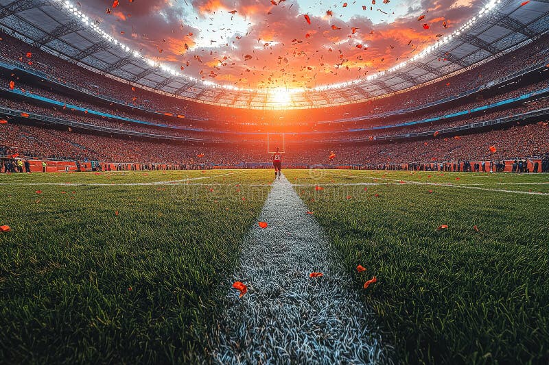 Football Field with a Crowd of People Watching the Game Stock Image ...