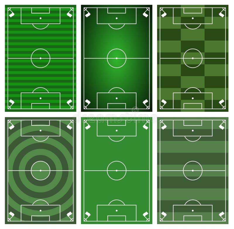 Football Field with the Effect of Green Grass. Set of Football Fields ...