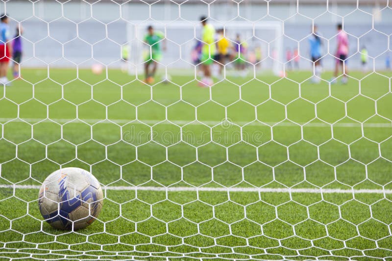 Football Field and Goal Net Stock Image - Image of readiness, kick ...