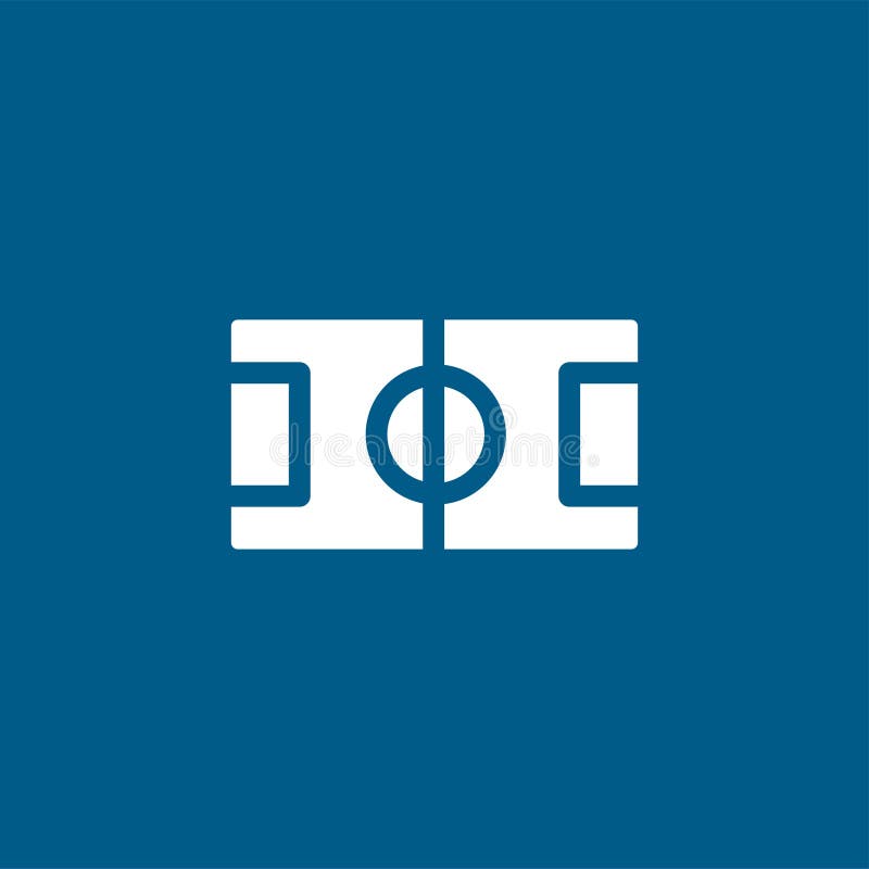 Football Field Icon on Blue Background. Blue Flat Style Vector ...