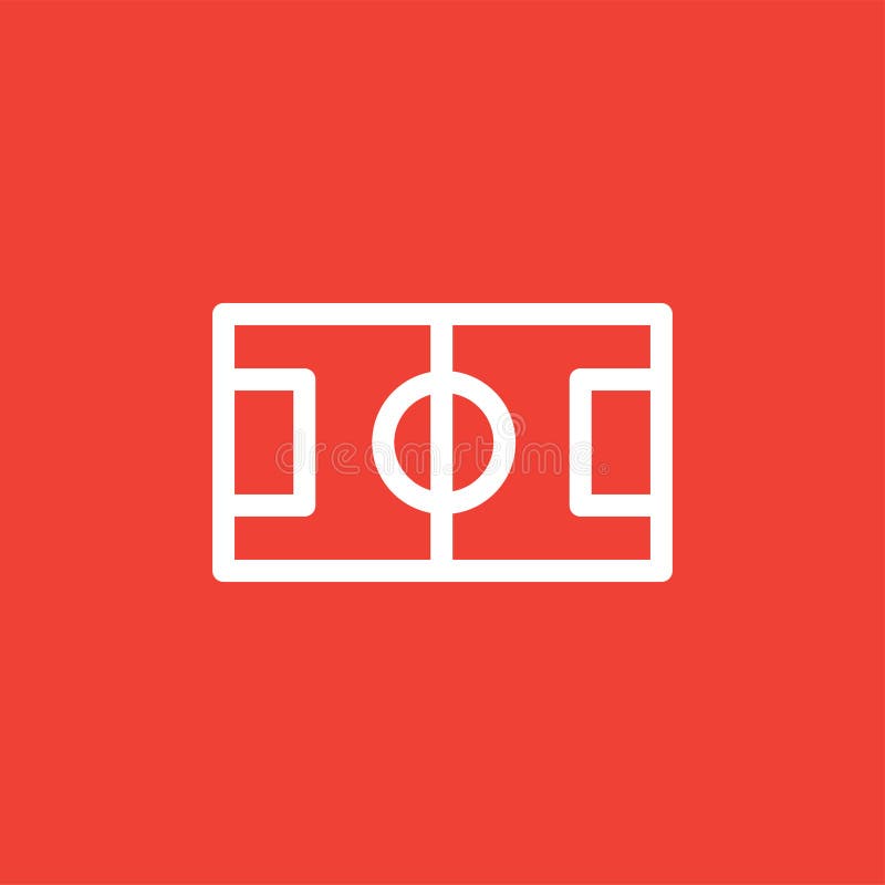 Football Field Icon on Red Background. Red Flat Style Vector ...