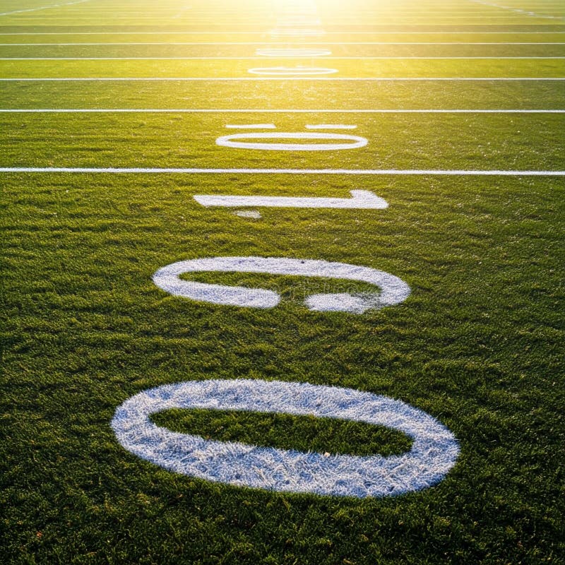 Football Field Markings in the Morning Light Stock Illustration ...