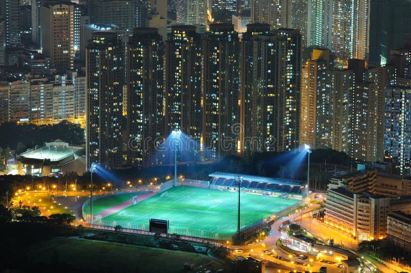 Football field night view stock image. Image of beautiful - 19783645