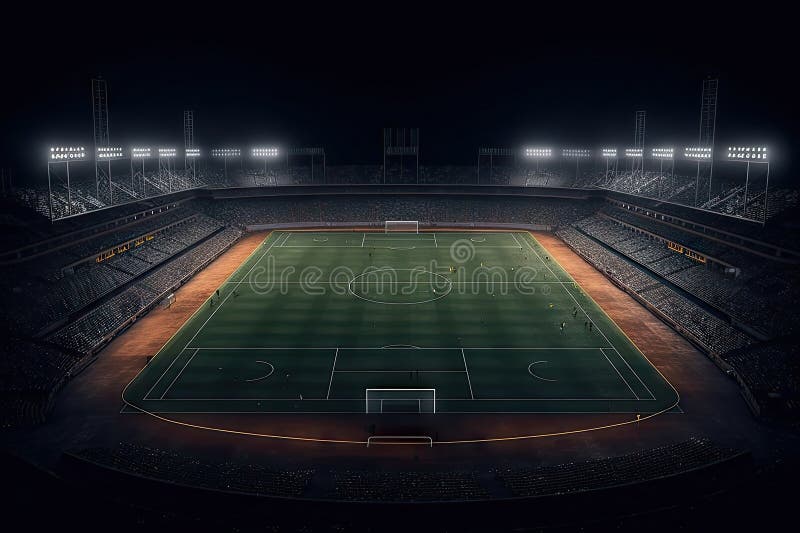 Football Field Soccer Field Night, Image Ai Midjourney Generated Stock ...