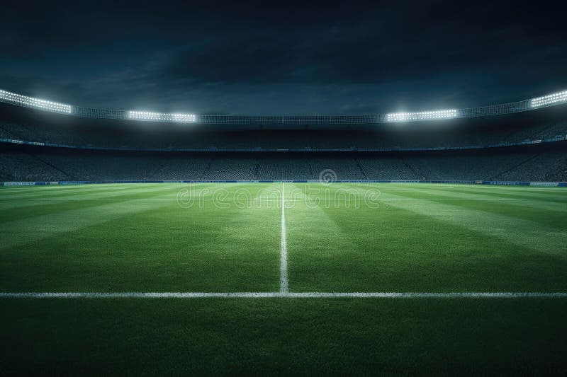 Football Field and Spotlights Stock Illustration - Illustration of ...