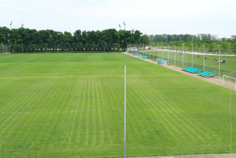 Football Field for Training Stock Photo - Image of artificial, gates ...