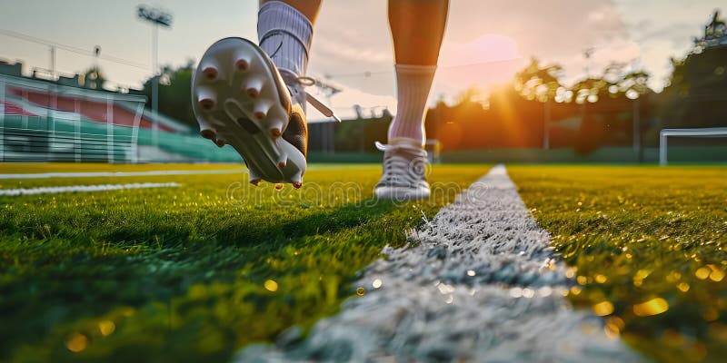 Football Field Training Session: Athlete in Action, Active Athlete on ...