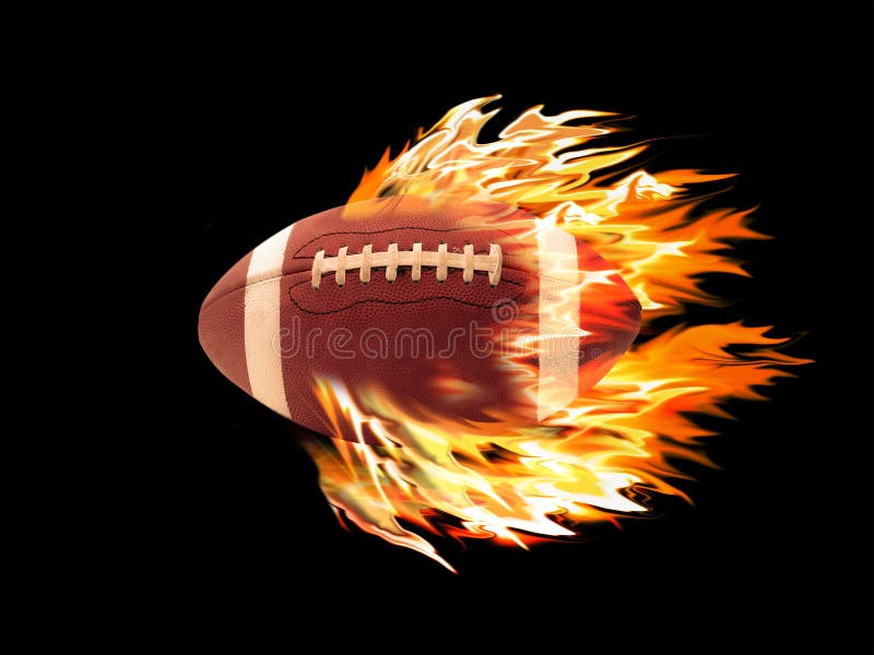 Football on fire stock illustration. Illustration of motion - 4171775