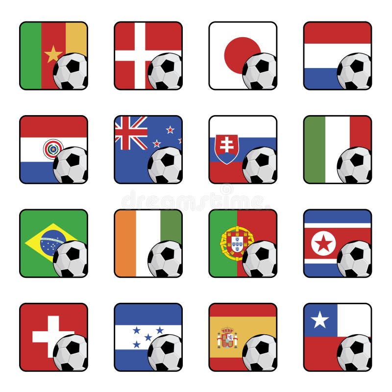 Football flag icons stock vector. Illustration of flag - 14686429