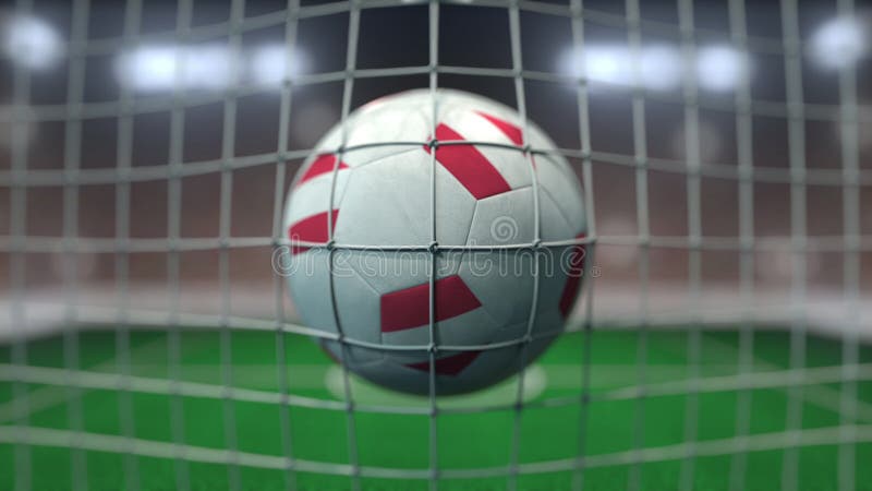 Football with Flags of Austria Hits Goal Net. 3D Rendering Stock ...