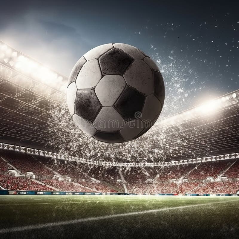 Football in Focus with Diffuse Background of a Stadium. Stock ...