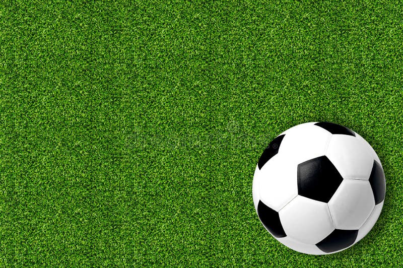 Football on Fresh Spring Green Grass Stock Photo - Image of frame, goal ...