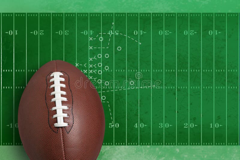Football in Front of Textured Field Diagram Stock Photo - Image of ...