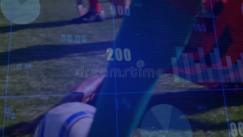 Football Game with Animation Overlay Displaying Statistics and Graphs ...