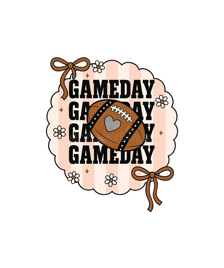 Football Game Day Coquette Round Frame Sublimation Stock Illustration - Illustration of custom ...