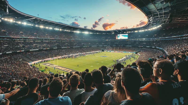 Football Game with Stadium Crowd Stock Illustration - Illustration of ...