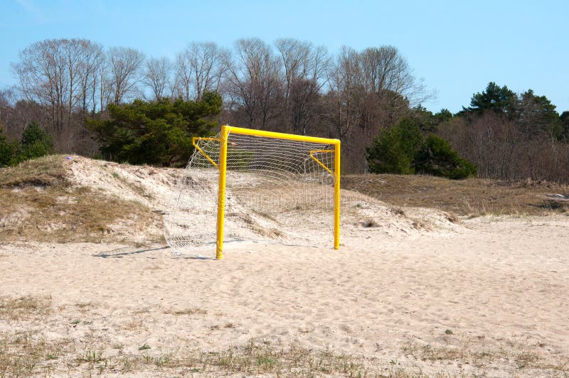 Football Gate on a Sand Beach Stock Image - Image of network, active ...