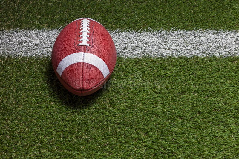 Football at the Goal Line on a Grass Field High Angle View Stock Photo ...