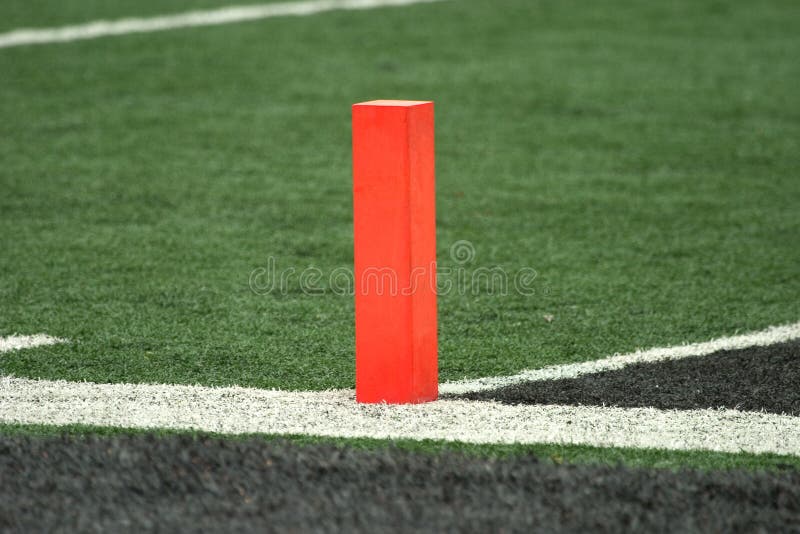 Football Goal Line Pylon stock photo. Image of marker - 1219038