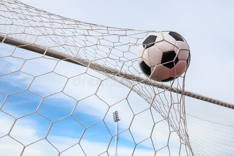 Football in the goal net stock photo. Image of goal, netting - 28909816
