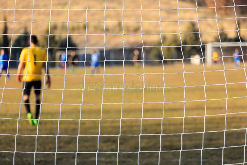 Football goal net closeup stock photo. Image of human - 82997968