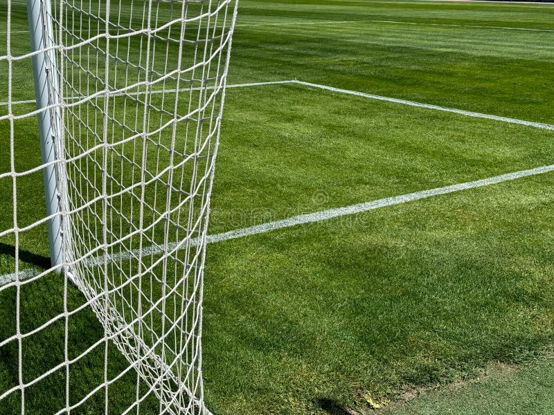 Football Goal Net and Grass in the Stadium Stock Image - Image of kick ...
