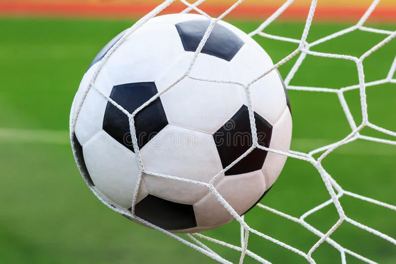 Football in goal net stock photo. Image of shoot, play - 31963738