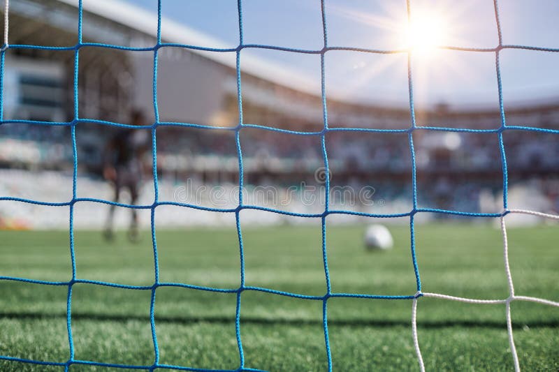 Football Goal Post with Net, Back View. Stock Image - Image of winning ...