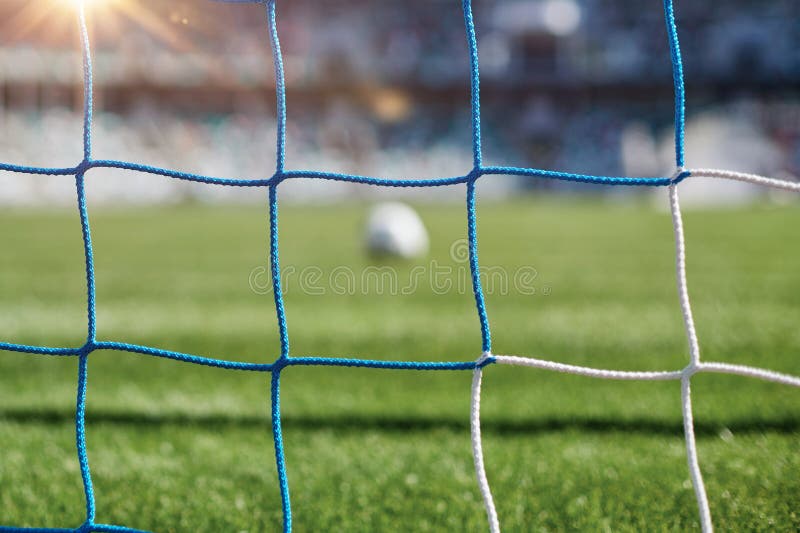 Football Goal Post with Net, Back View. Stock Photo - Image of success ...