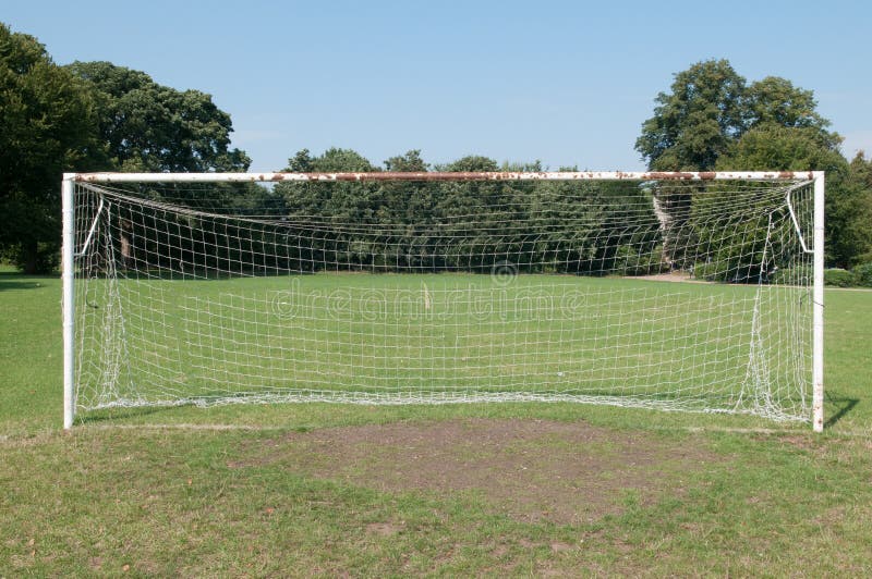 Football Goal Posts and Net on a Soccer Pitch Stock Image - Image of ...