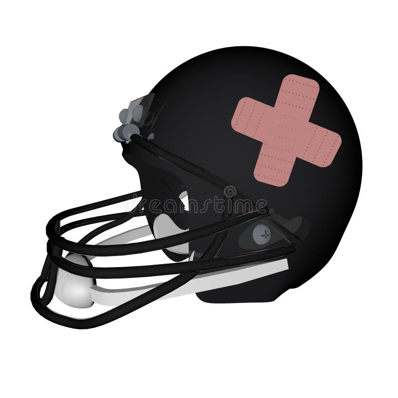 Football Helmet with Band Aids Stock Illustration - Illustration of ...