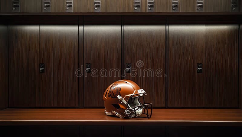Football Helmet in Locker Room Stock Illustration - Illustration of ...