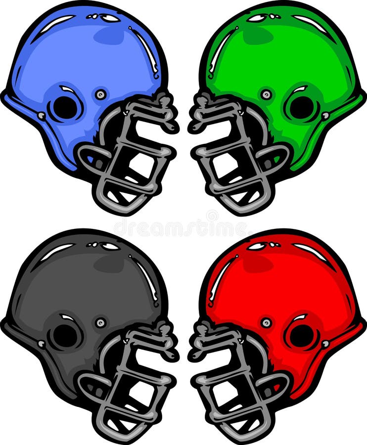 Football Helmets Cartoon Illustration Stock Vector - Illustration of ...
