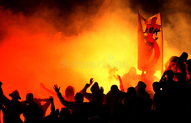 Football hooligans stock photo. Image of smoke, flare - 85728348