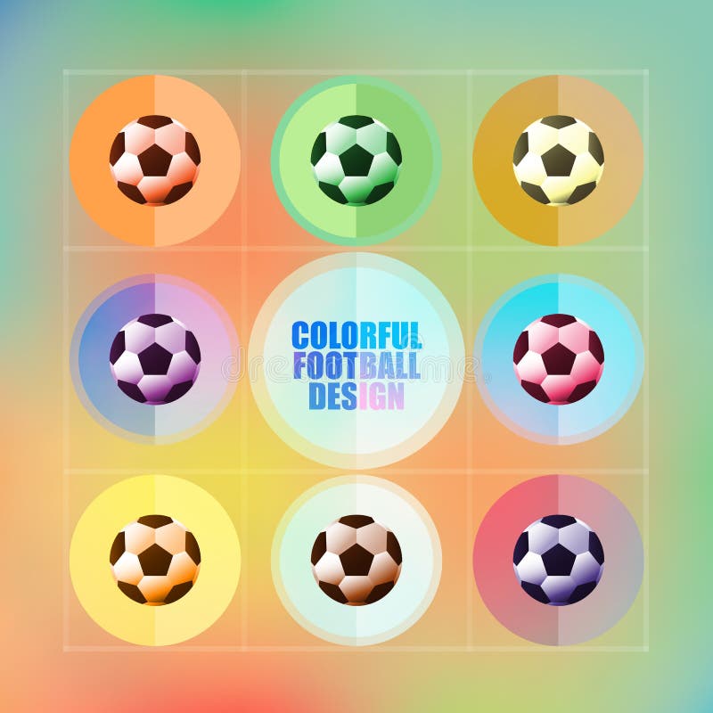 Football Icon Set Design on Colorful Background Vector Illustrator ...