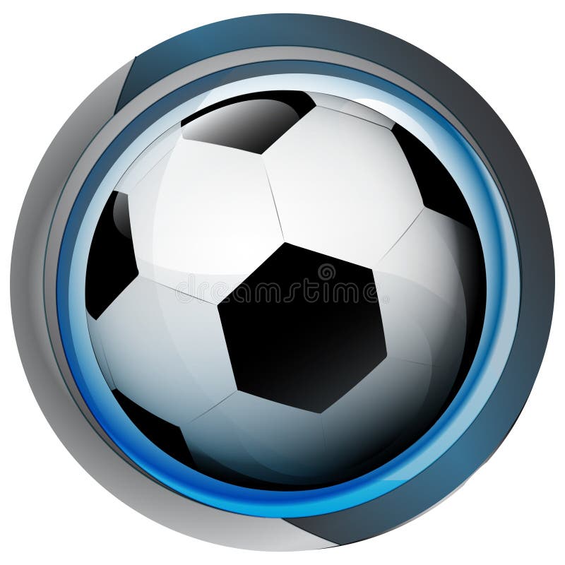 Football Icon in Shiny Glass Circle Button Stock Illustration ...