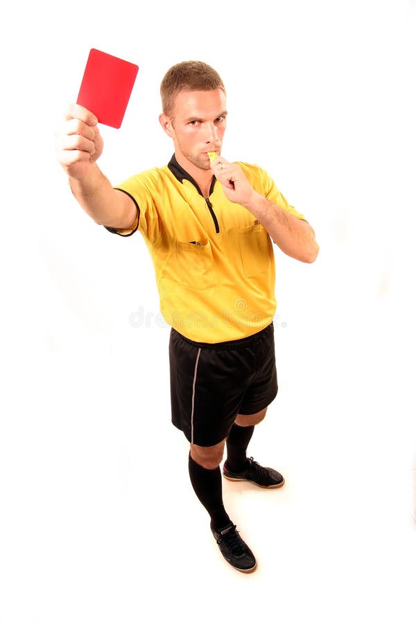 Football Judge with Card and Whistle Stock Image - Image of communicate ...